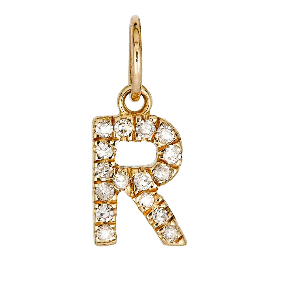 14K Mini Diamond Initial Charm