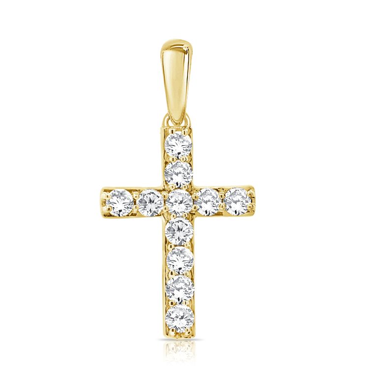 14K Small Diamond Cross Pendant