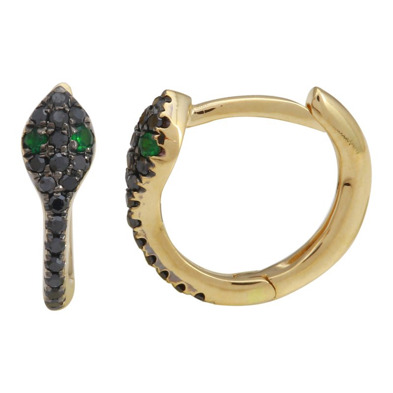 14K Black Diamond Snake Huggies