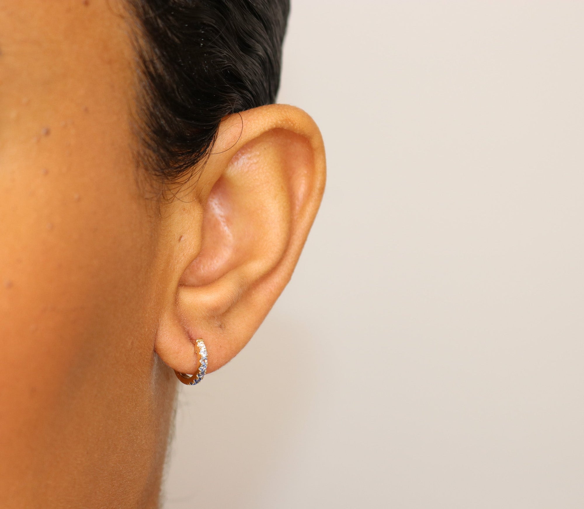 14K Blue Sapphire Ombre Huggies
