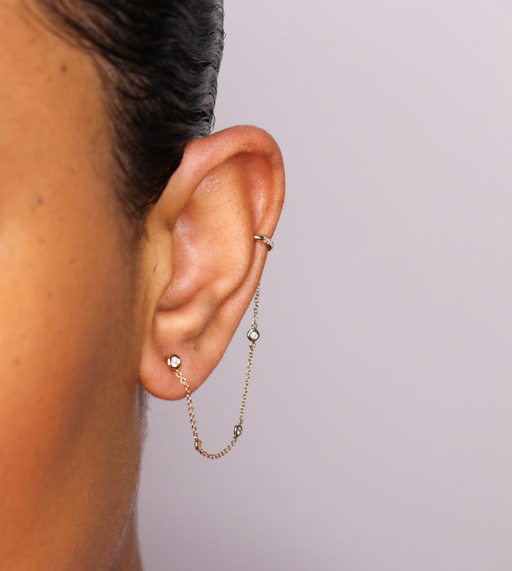 14K Diamond Chain Ear Cuff – Nolita