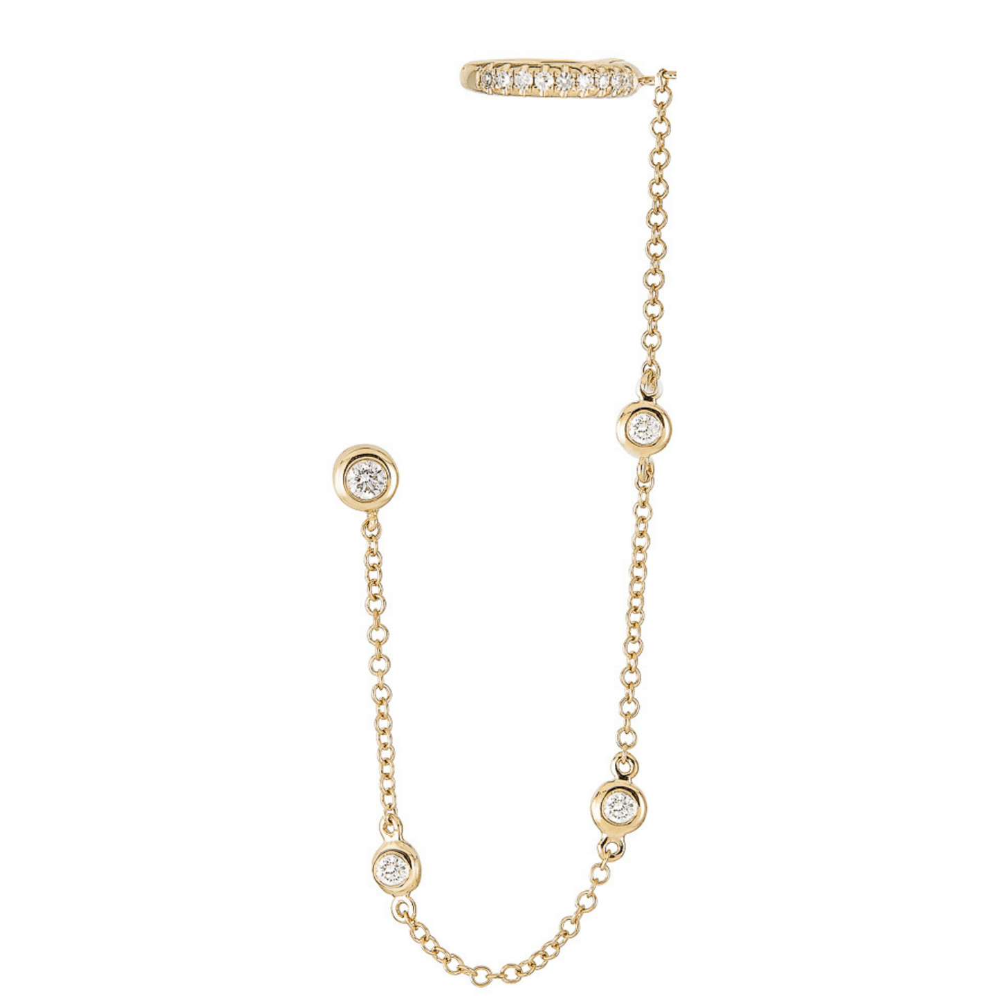 14K Diamond Chain Ear Cuff – Nolita