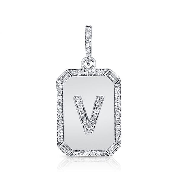 14K Diamond Initial Dog Tag – Nolita