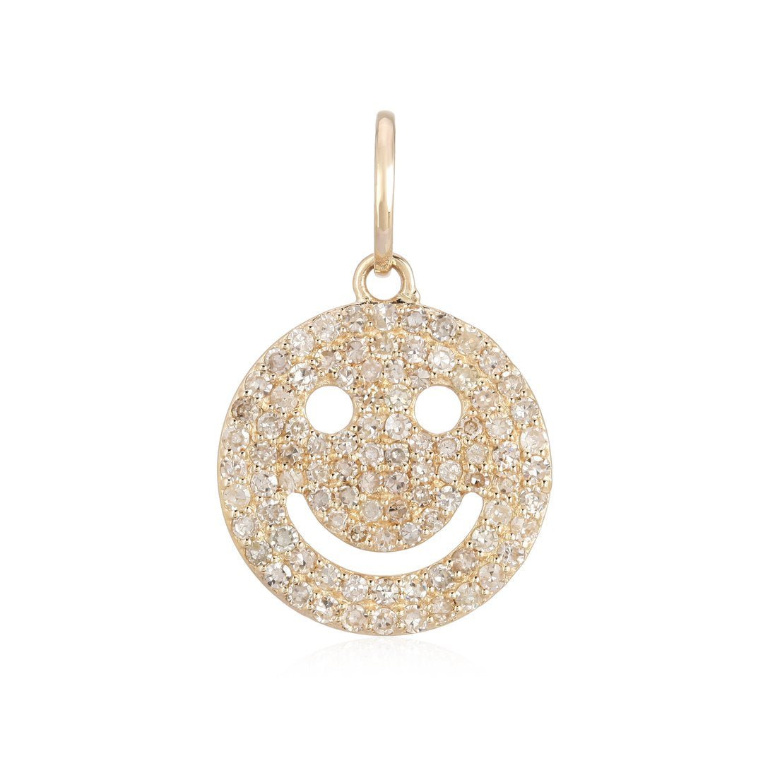 14K Diamond Smiley Face Charm