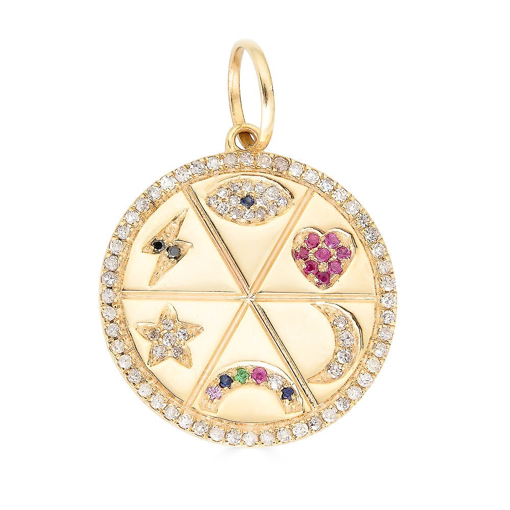 14K Gold Diamond Disc Charm