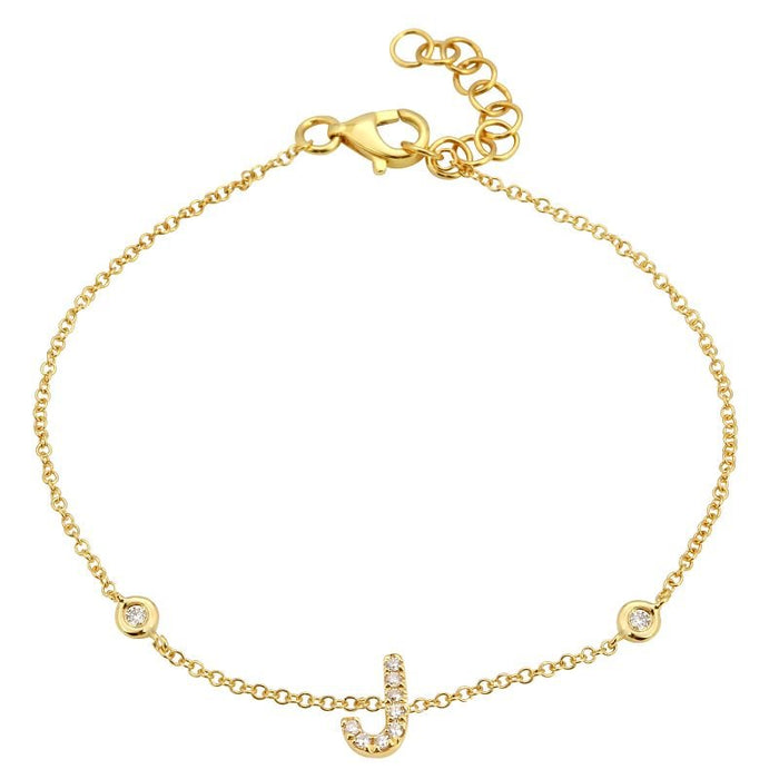 14K Gold Diamond Initial Bracelet